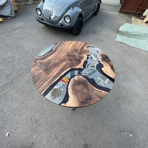 Walnut Round Epoxy Game Table, Walnut Epoxy Gamble Table, Custom 42 ...