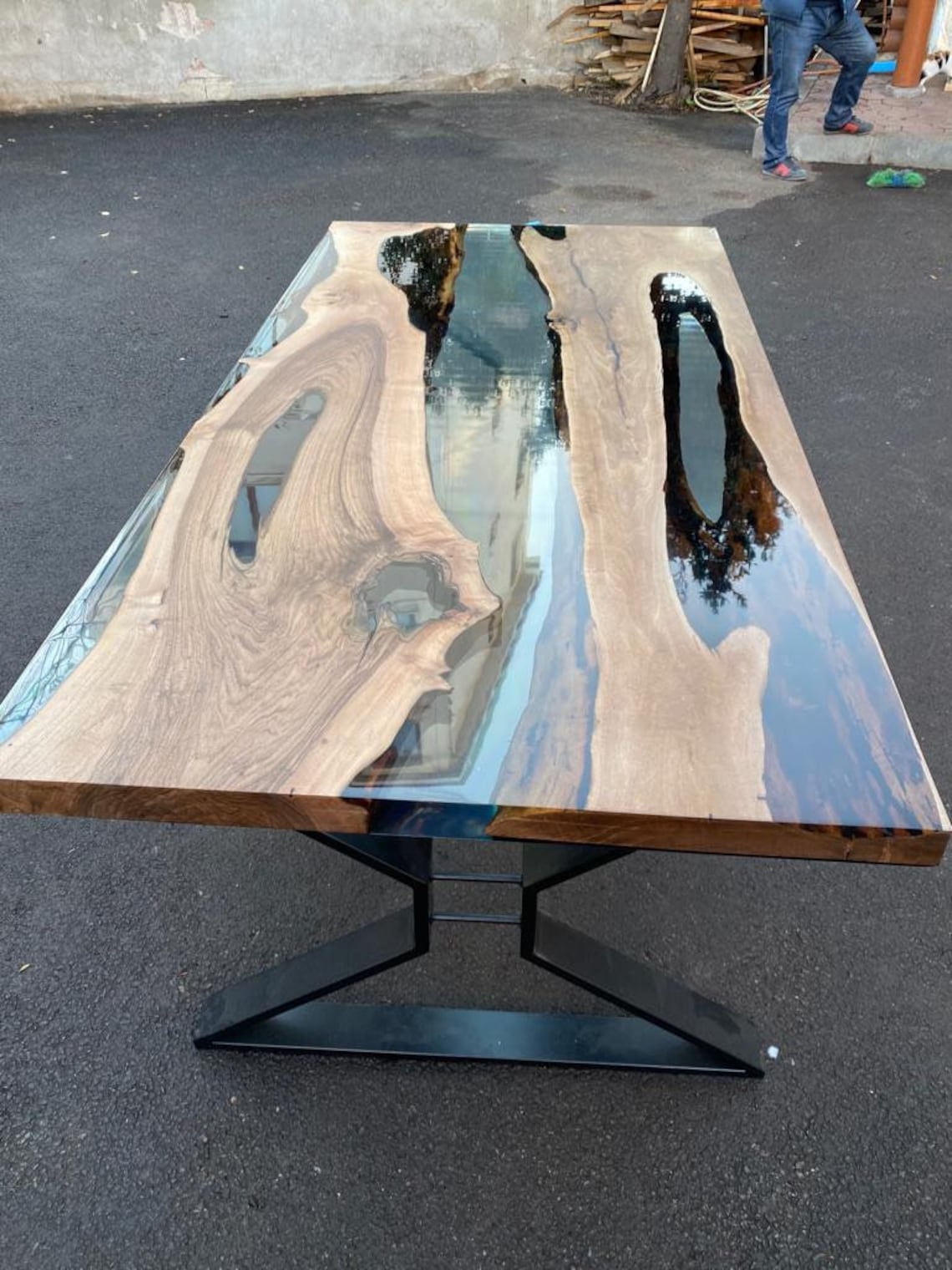 Walnut Dining Table Epoxy Resin Table Custom 80 X 40 Clear | Etsy