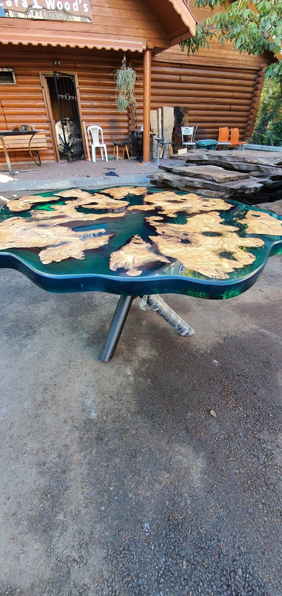 Epoxy Dining Table, Epoxy Resin Table, Custom 54” Diameter Round Olive ...