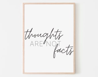Thoughts Are Not Facts Printable, Mental Health Wall Art for Therapy ...