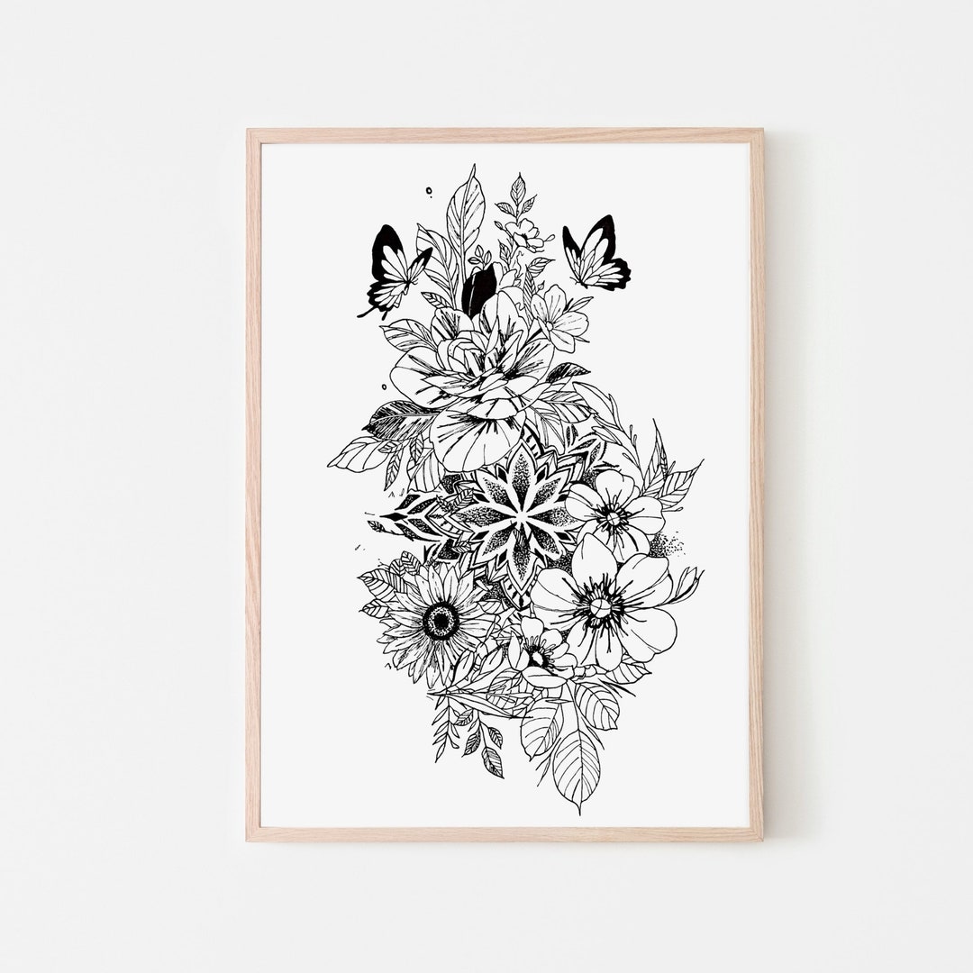 Latibule | Butterfly | Digital Print | Wall Art | Wildflowers | Boho - Etsy