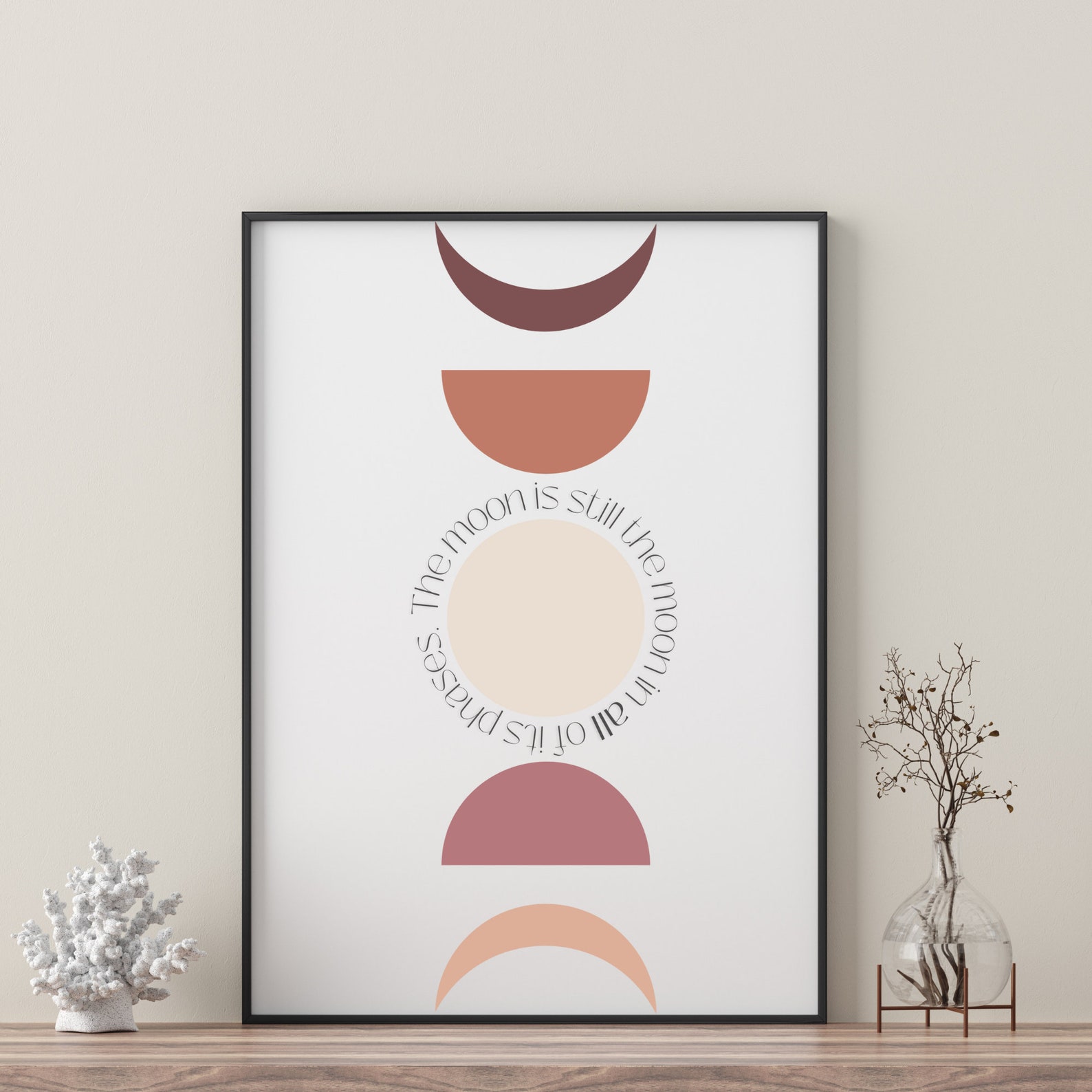 Moon Phase Boho Wall Art Modern Minimalist Digital - Etsy