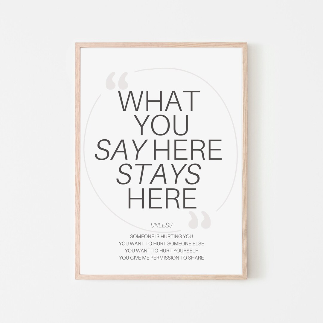 What You Say Here | Mental Health | Confidential | Art Print | Therapy ...