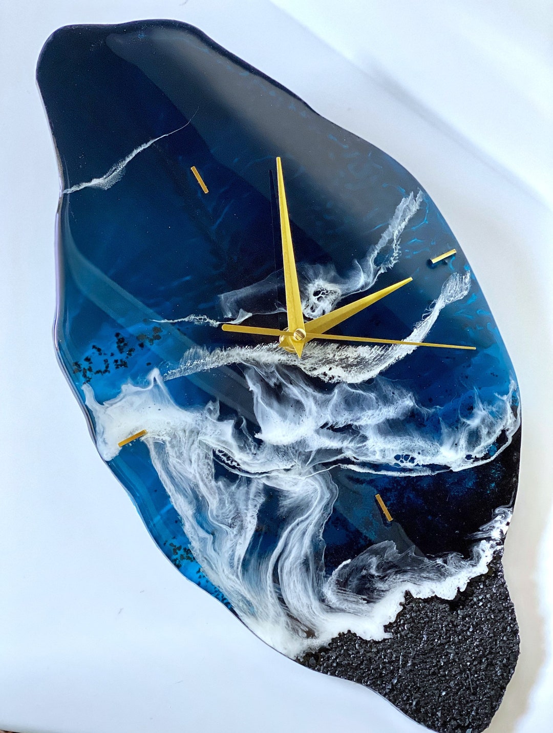 Royal Blue Clock, Silent Wall Clock Resin Ocean Clock, Epoxy Clock for ...