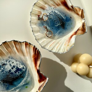Scallop Clam Shell Mini Ocean Resin Trinket, Resin Jewellery Dish Beach ...