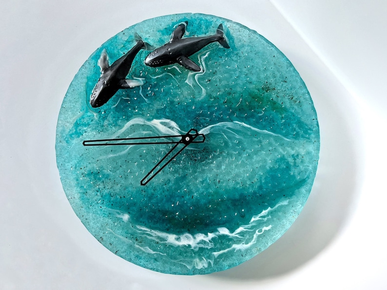 Resin Clock Whale Shark Hawaiian Unique Wall Epoxy Ocean Clock ...