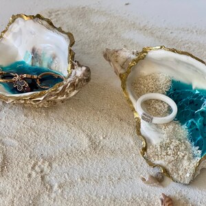 Ocean Shell Ring Dish ,resin Jewelry Dish Beach Wedding Oyster Shell ...
