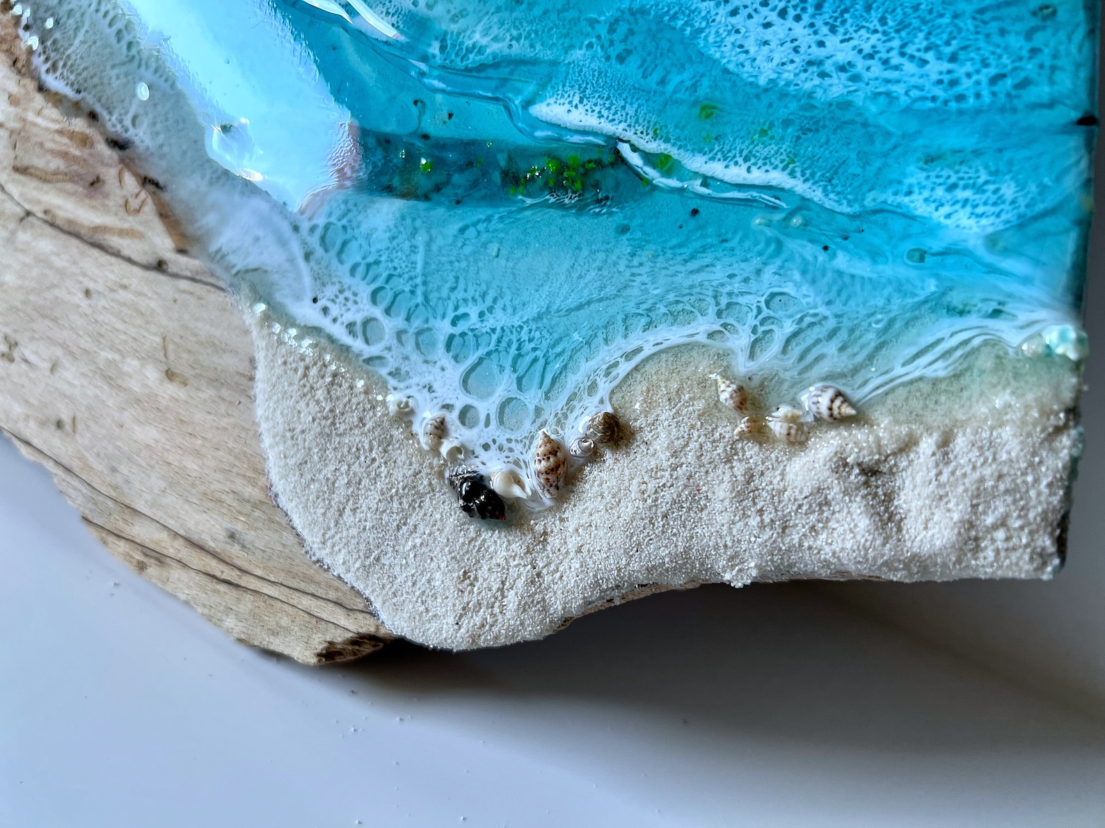 Blue Ocean Resin Art on Wood Slice. Resin Wave Art, Beach House Decor ...