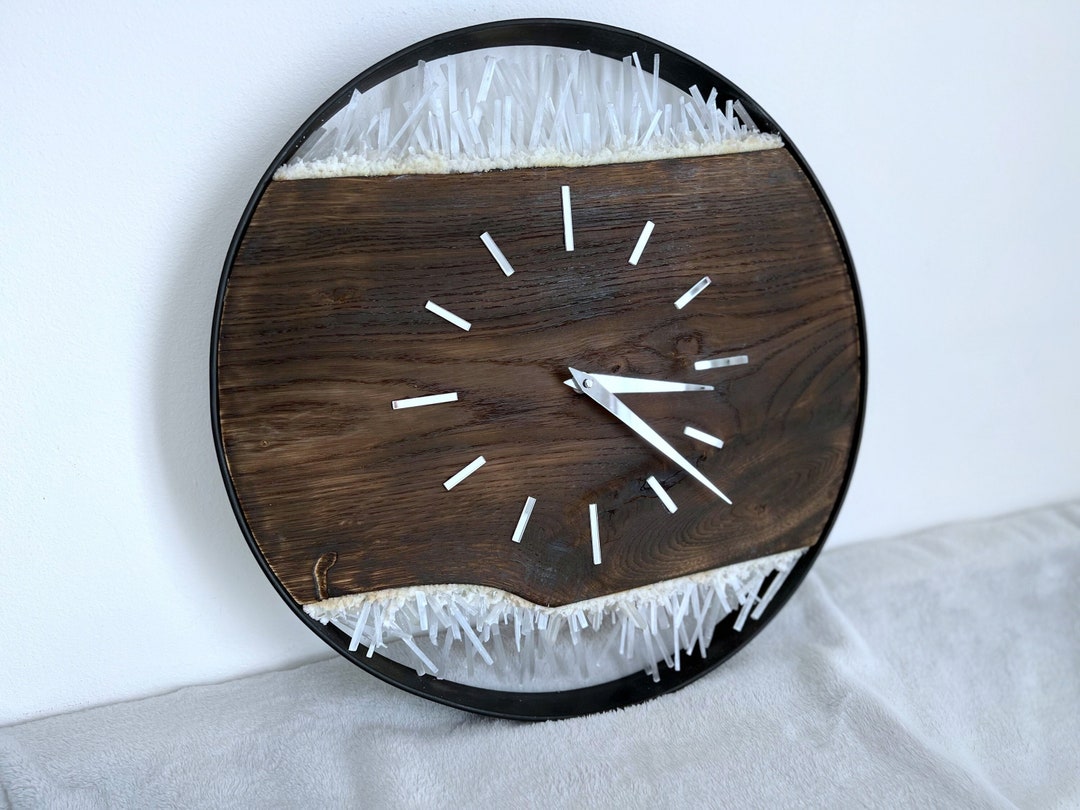 Unique Wood Wall Clock for Living Room Decor, Modern T Wall Clock ...