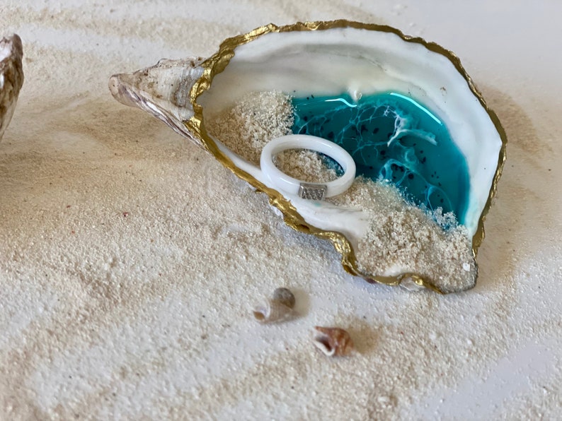 Ocean Shell Ring Dish resin Jewelry Dish Beach Wedding Ring - Etsy