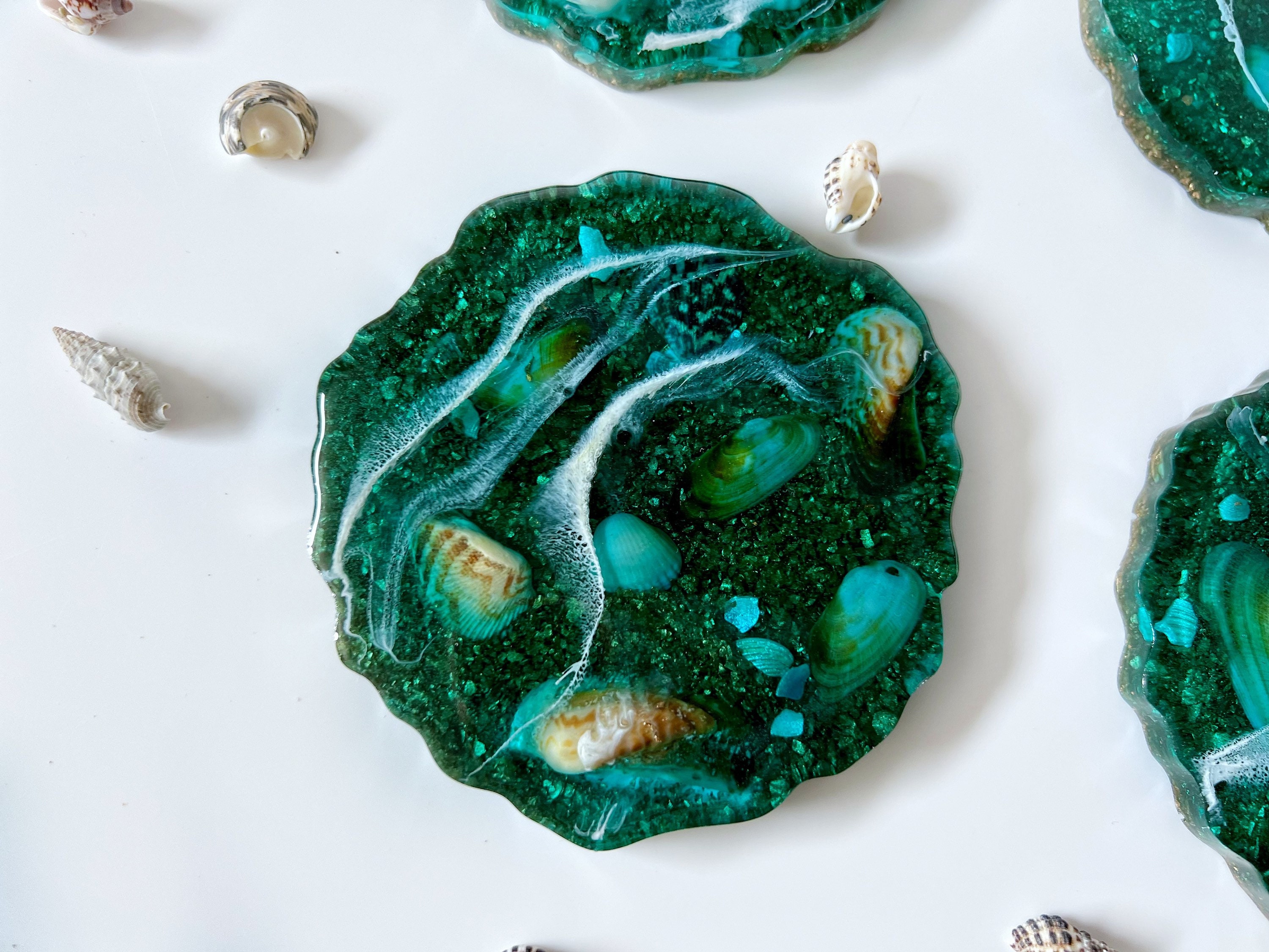 Sea Ocean Coasters Set Shells Coasters Resin Coasters - Etsy