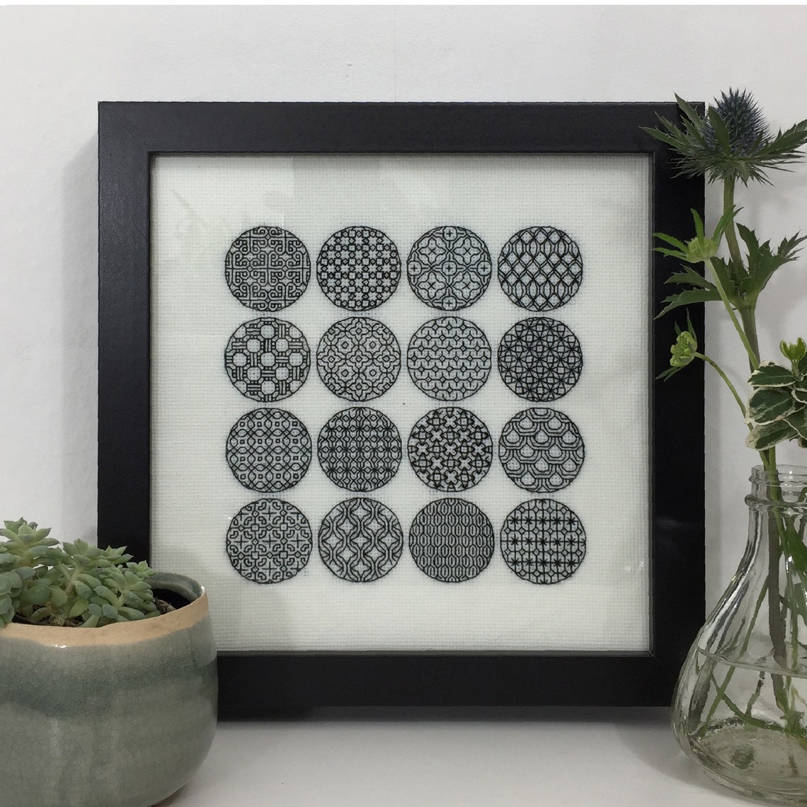 Circles Sampler Blackwork Pattern, PDF Blackwork Embroidery Chart, Downloadable PDF Embroidery ...