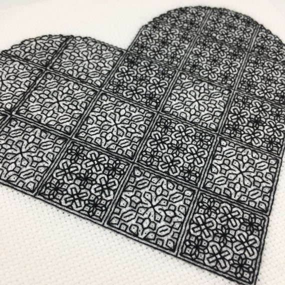 Danish Heart Blackwork Pattern PDF Blackwork Embroidery - Etsy