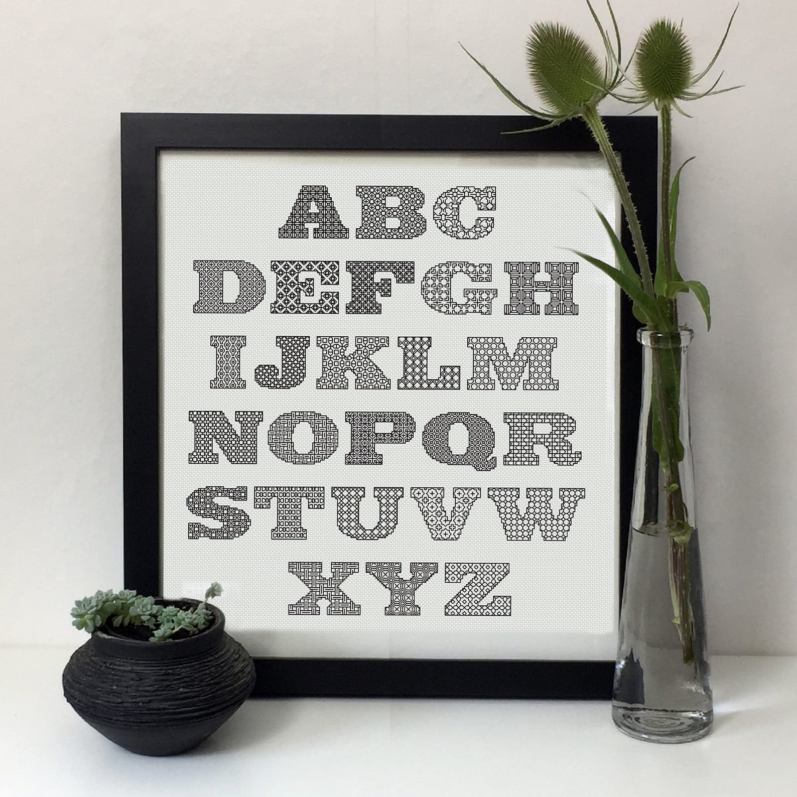 Blocky Blackwork Alphabet PDF Blackwork Font Chart. PDF | Etsy