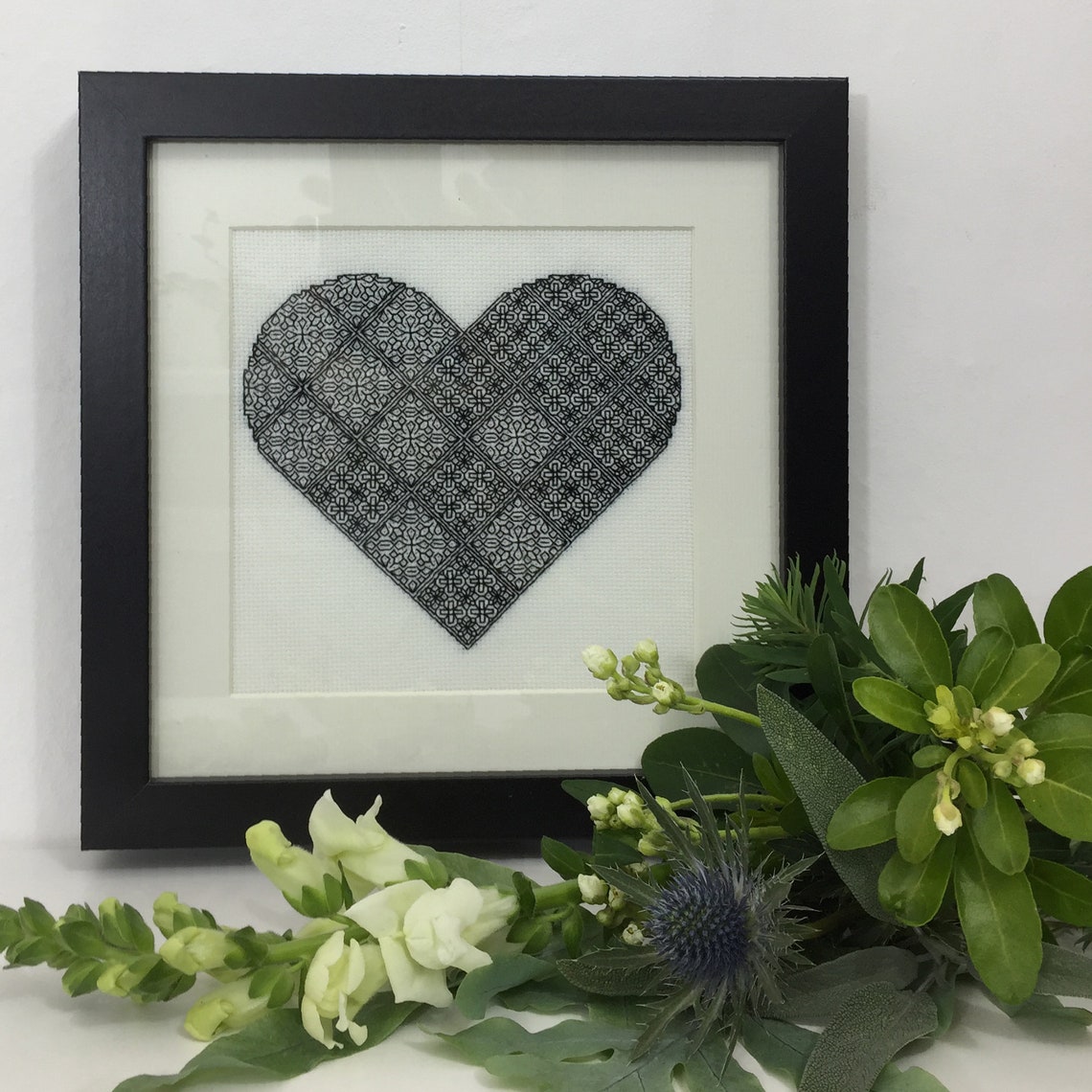 Danish Heart Blackwork Pattern PDF Blackwork Embroidery | Etsy