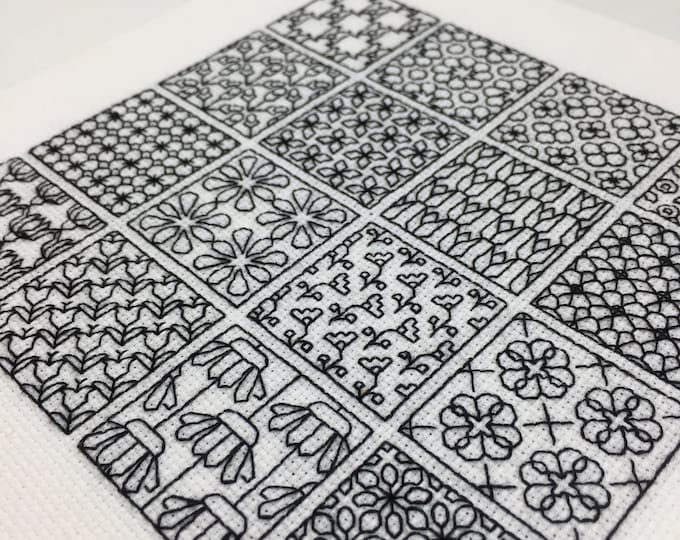 Botanical Alphabet Blackwork Pattern, PDF Blackwork Alphabet, PDF ...