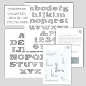Blocky Blackwork Alphabet, PDF Blackwork Font Chart. PDF Blackwork ...