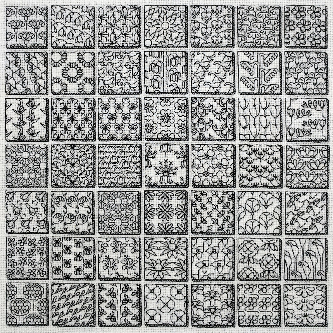 66 Botanical Blocks PDF Blackwork Embroidery PDF Blackwork | Etsy