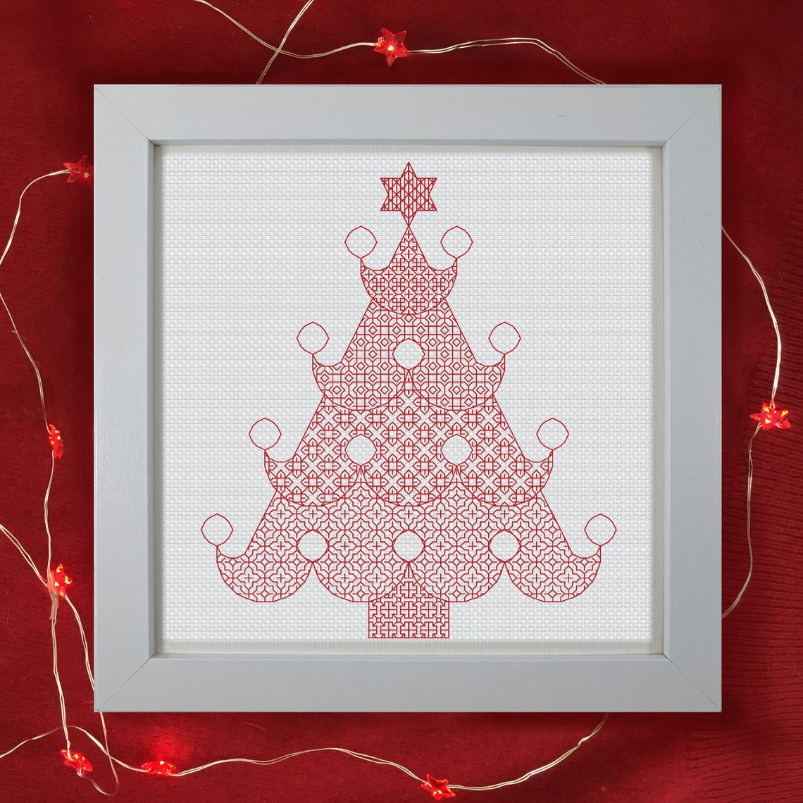 Christmas Tree Christmas Blackwork. Blackwork Embroidery - Etsy