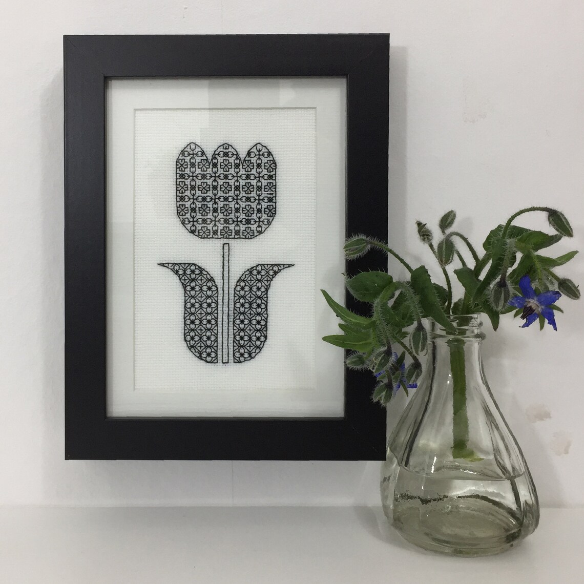 Folk Flower Blackwork Pattern PDF Blackwork Embroidery Chart - Etsy