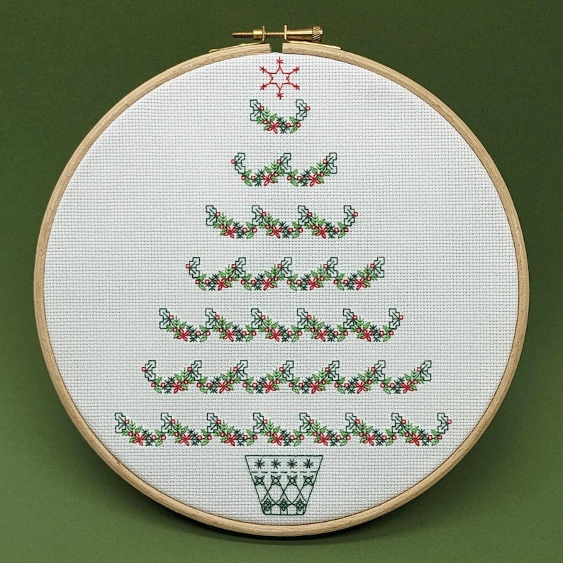 Stitchable Advent Calendar - Garland Tree - Blackwork Embroidery ...