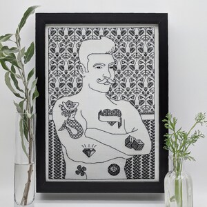 Blackwork Pattern, Three Pears, Shaded Embroidery, Varied Threads ...