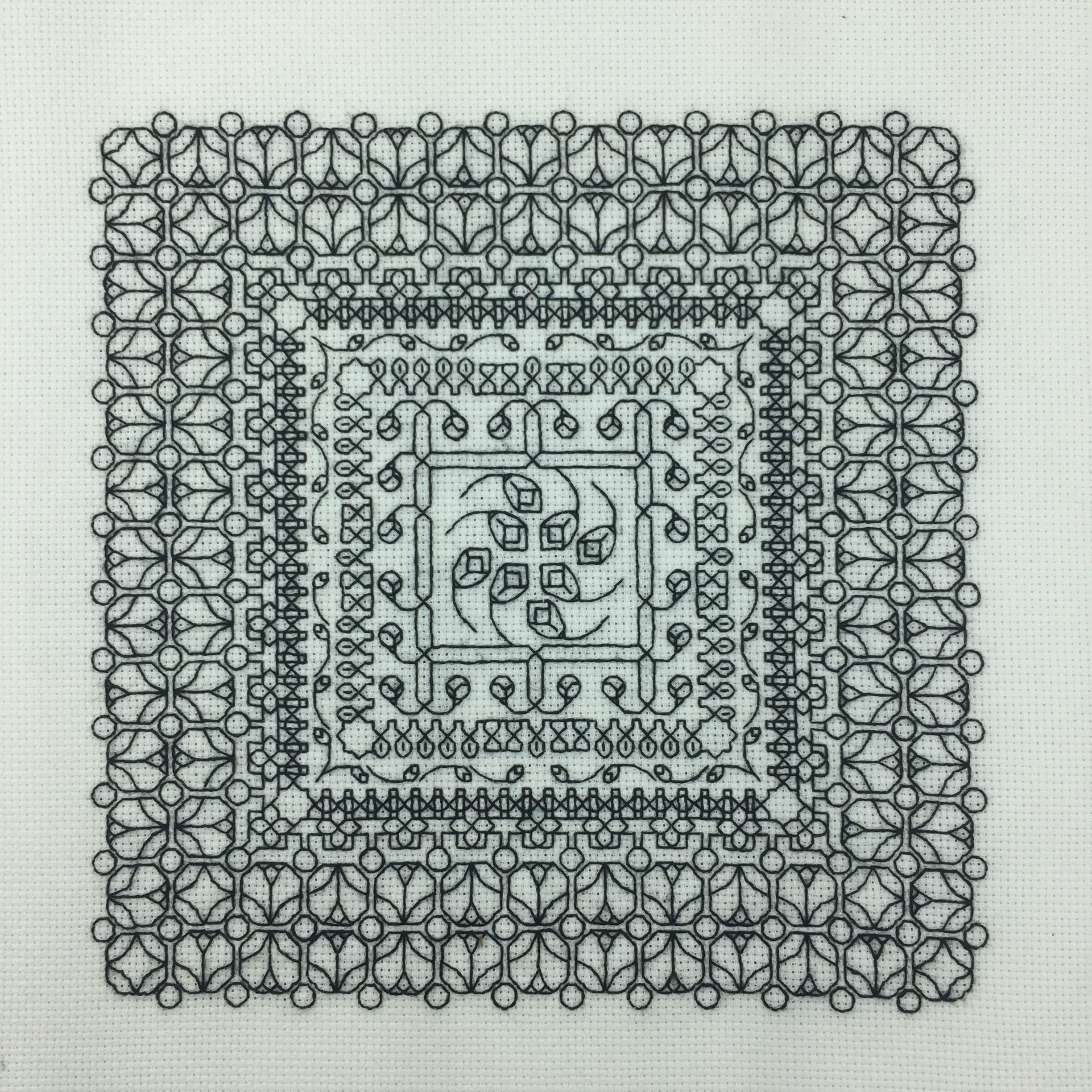 Nouveau Windows Botanical Blackwork Pattern PDF Blackwork - Etsy