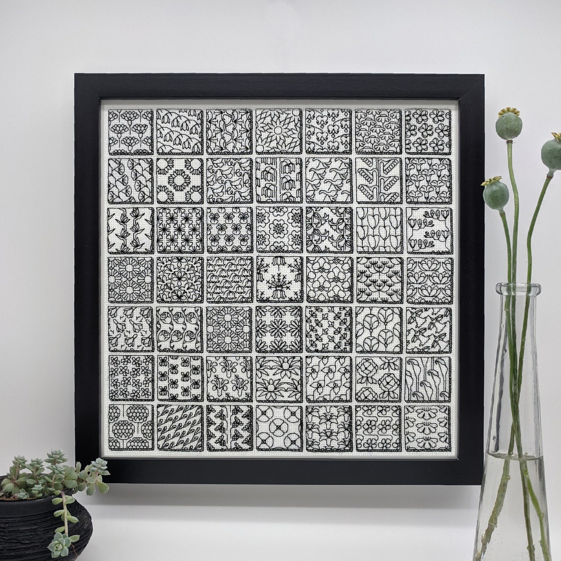 66 Botanical Blocks PDF Blackwork Embroidery PDF Blackwork | Etsy