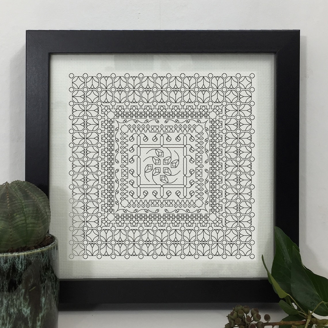Nouveau Windows Botanical Blackwork Pattern PDF Blackwork - Etsy