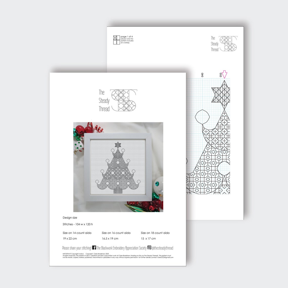 Christmas Tree Christmas Blackwork. Blackwork Embroidery - Etsy