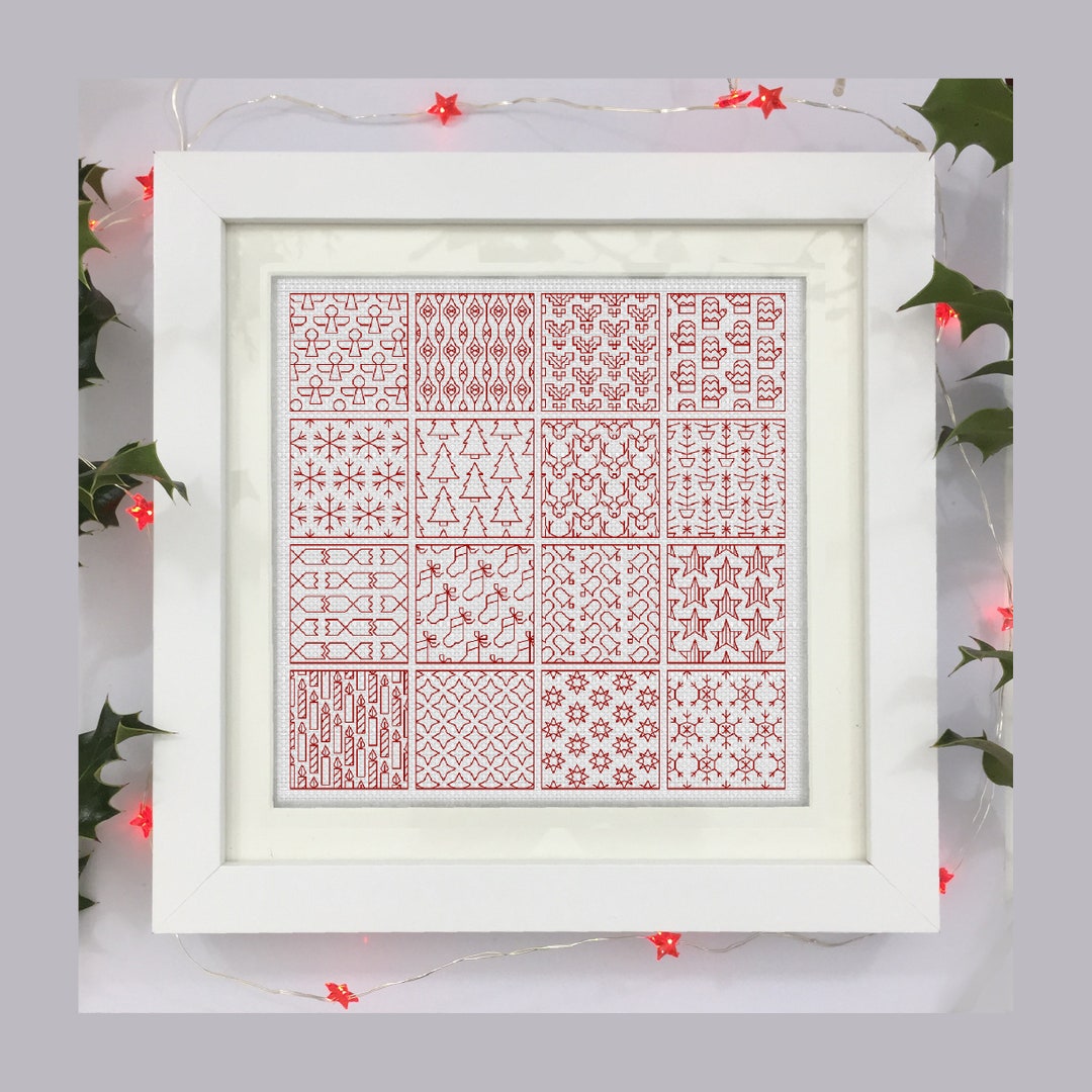 Christmas Blackwork Pattern, PDF Blackwork Embroidery Chart, Christmas ...