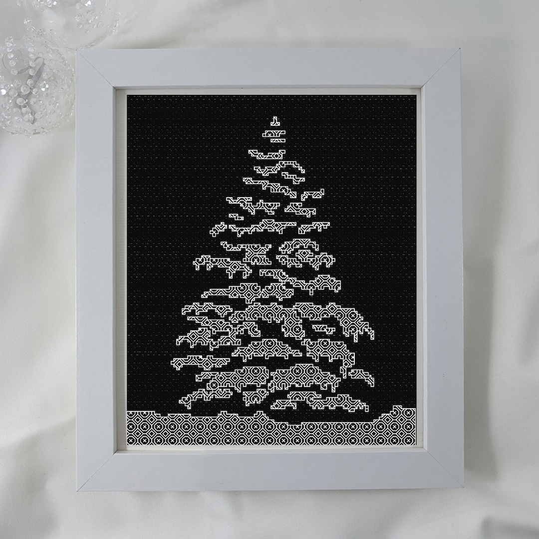Sparkly Tree, Christmas Blackwork, PDF Blackwork. Blackwork Embroidery ...