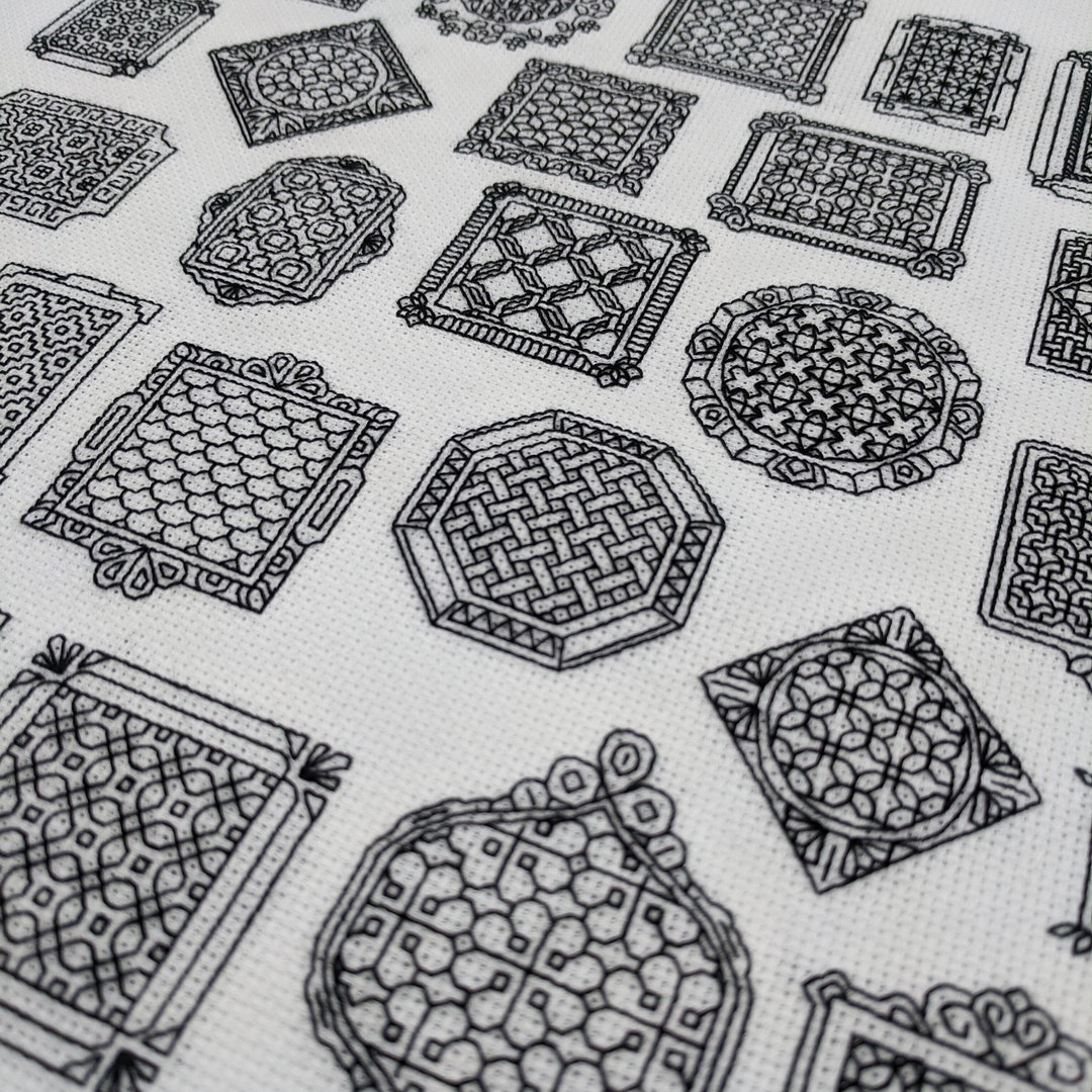 Blackwork Mini Frames, Blackwork Pattern, PDF Blackwork Embroidery ...