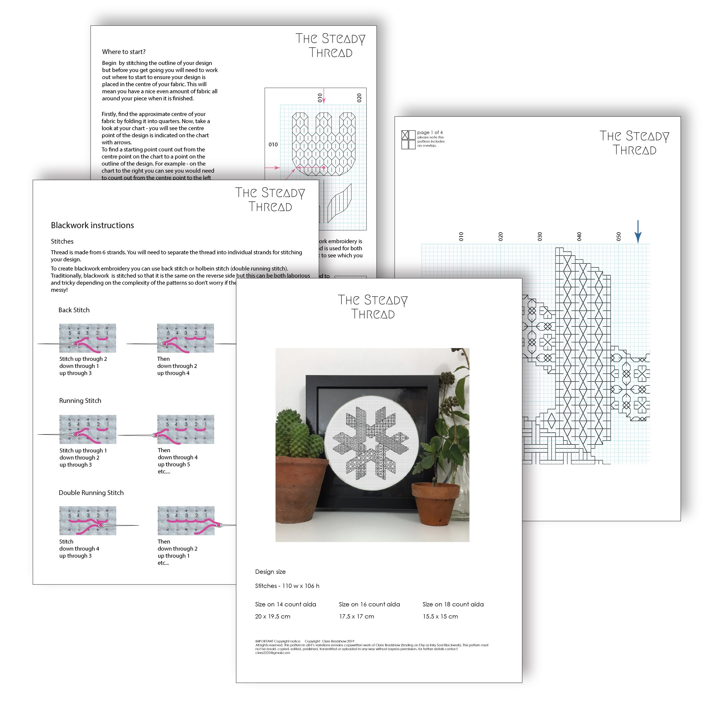 Geometric Star 1 Blackwork Pattern, PDF Blackwork Embroidery Chart, PDF ...