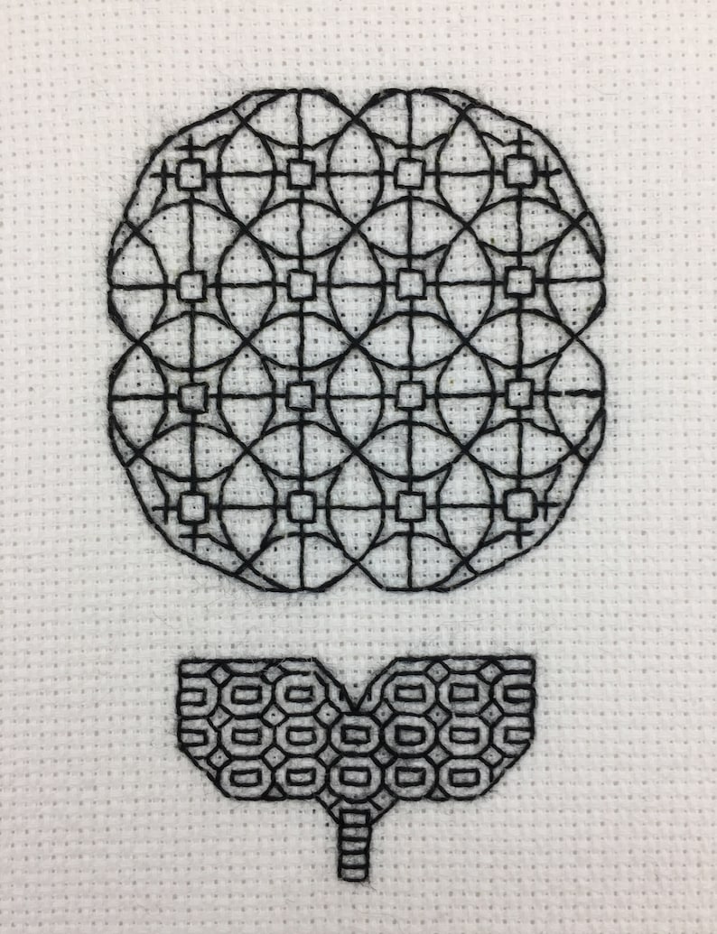 Folk Flowers Blackwork Pattern, PDF Blackwork Embroidery Chart, Floral ...