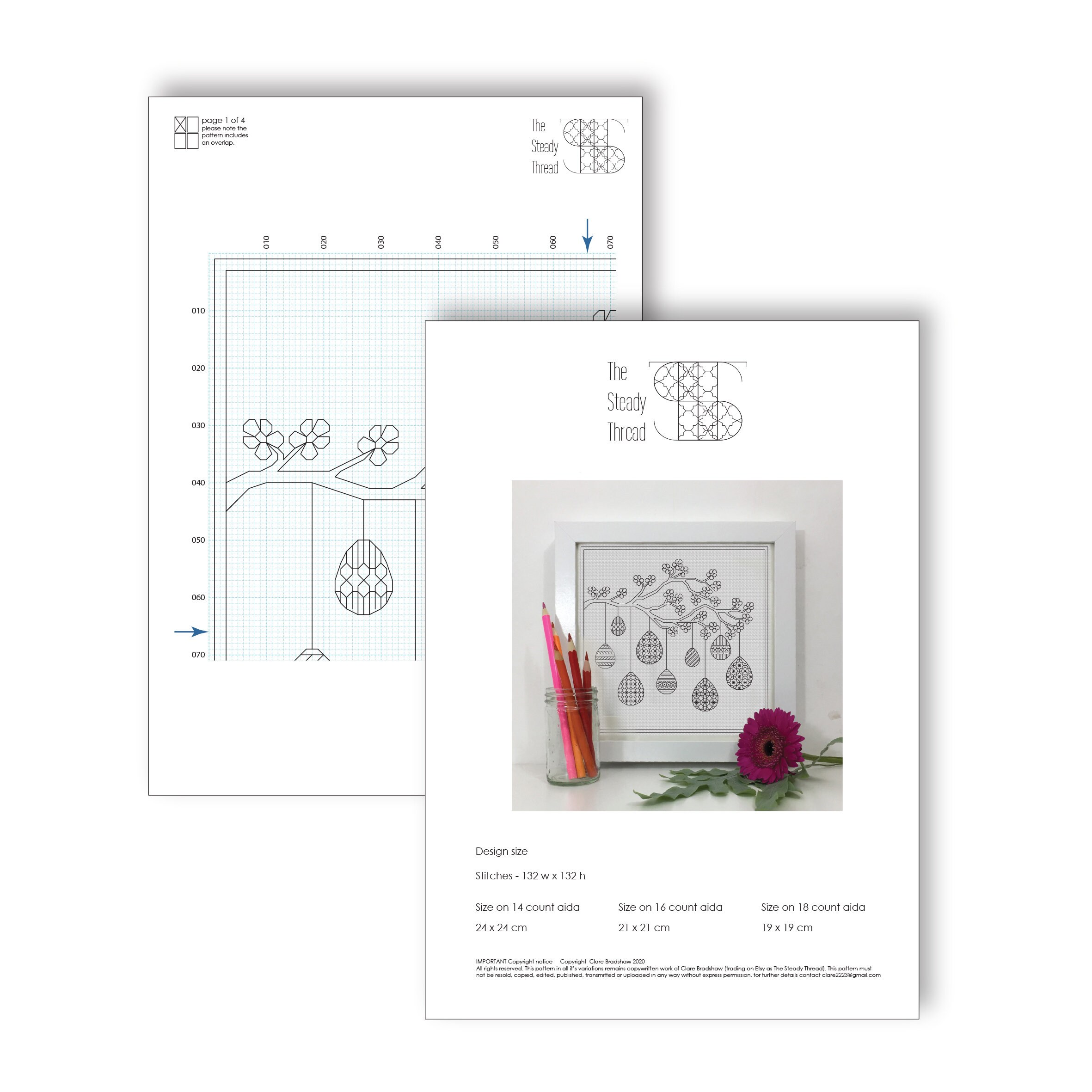 Blackwork Easter Branches Pattern PDF Blackwork Embroidery - Etsy