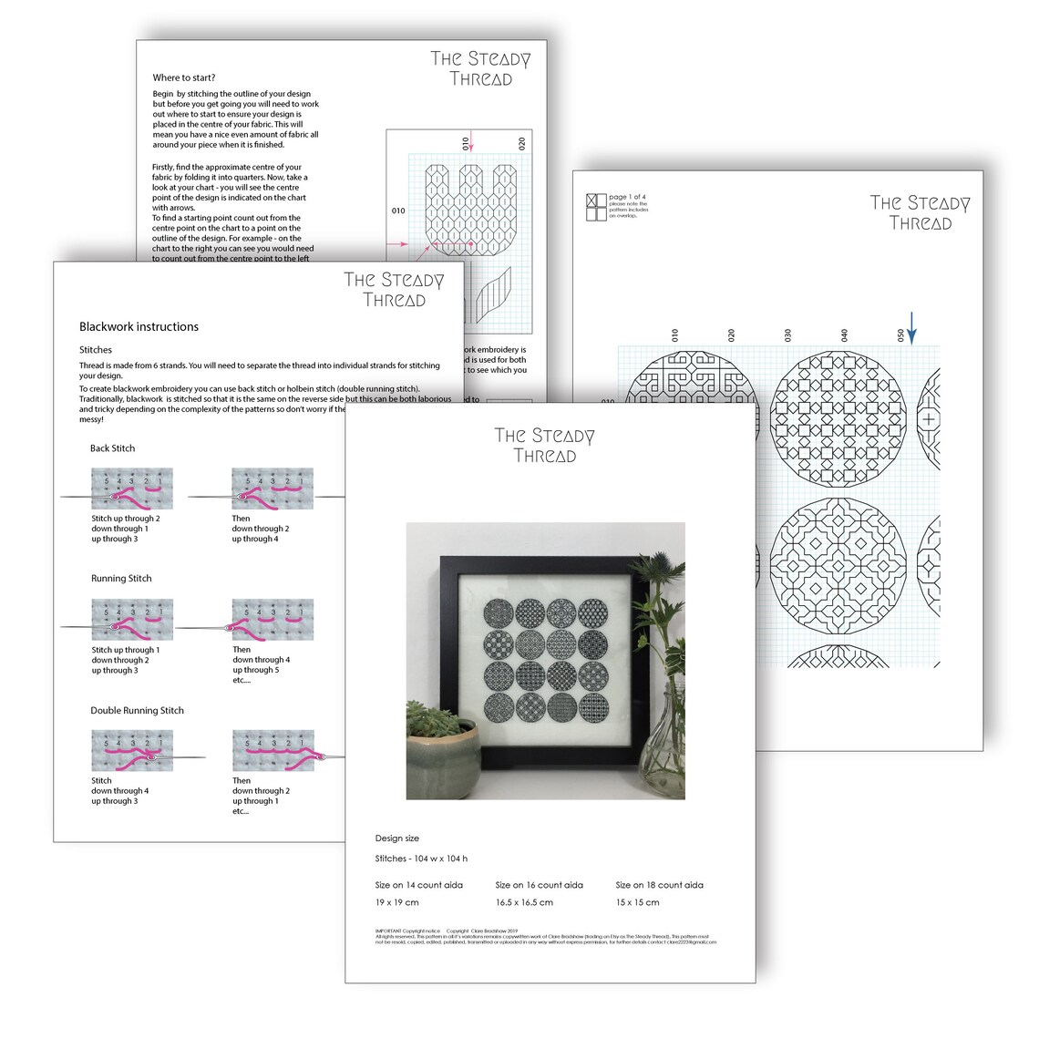 Circles Sampler Blackwork Pattern, PDF Blackwork Embroidery Chart, Downloadable PDF Embroidery ...
