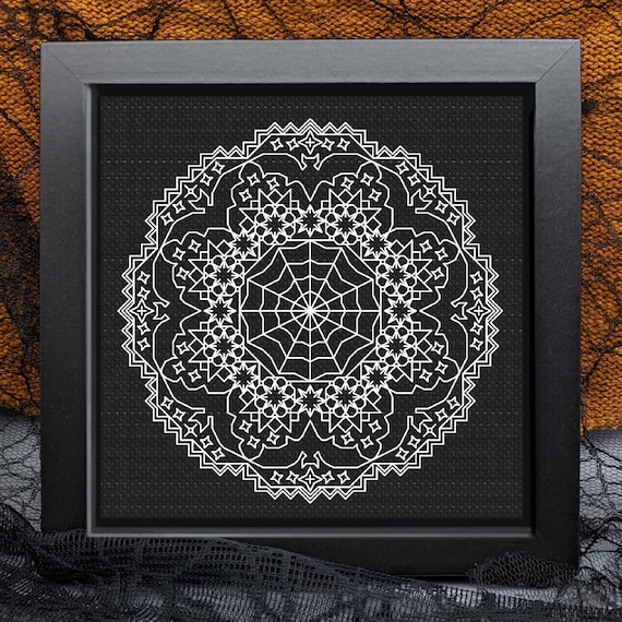 Halloween Blackwork Spooky Doilies Bats and Cobweb PDF - Etsy