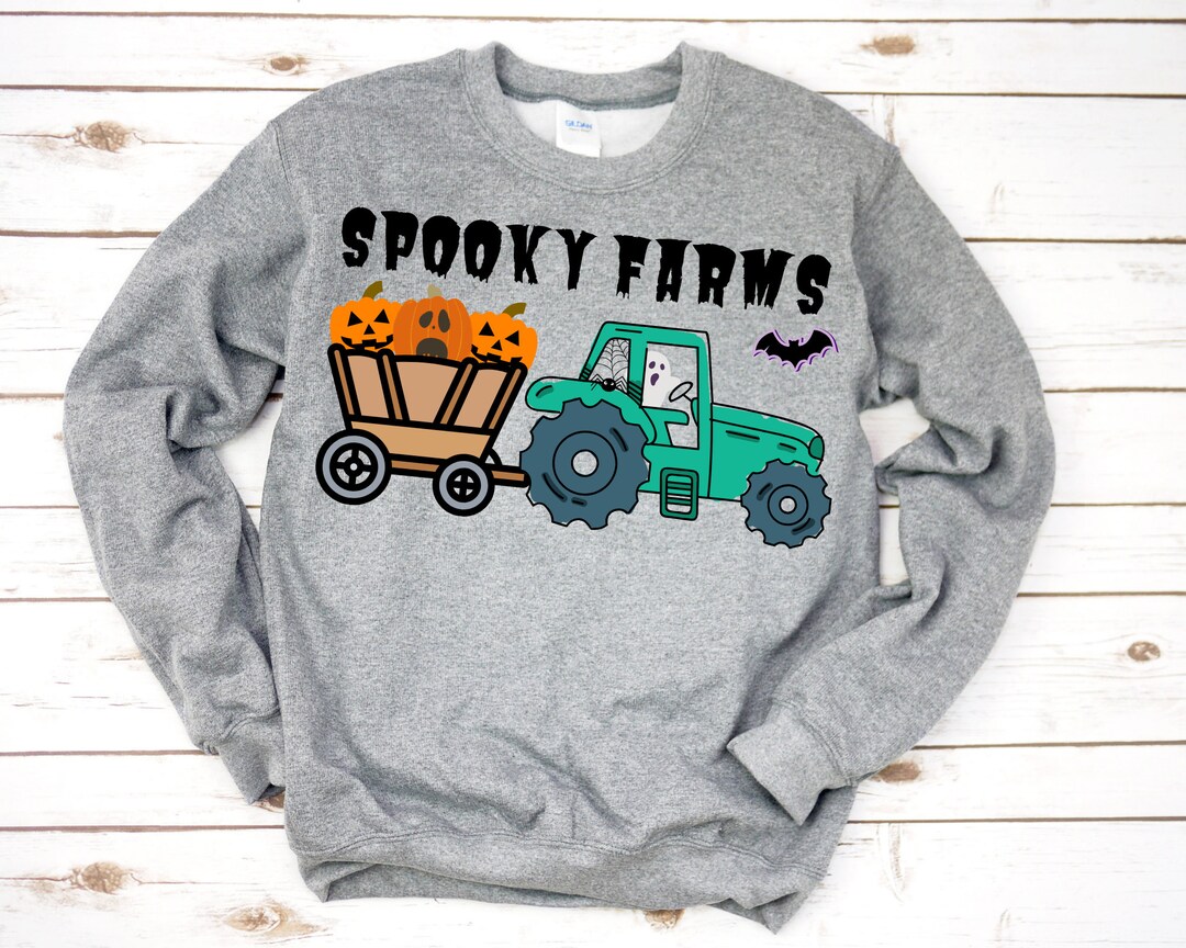 Spooky Farms PNG Farmer Pumpkin Patch Tractor Shirt Design Halloween ...