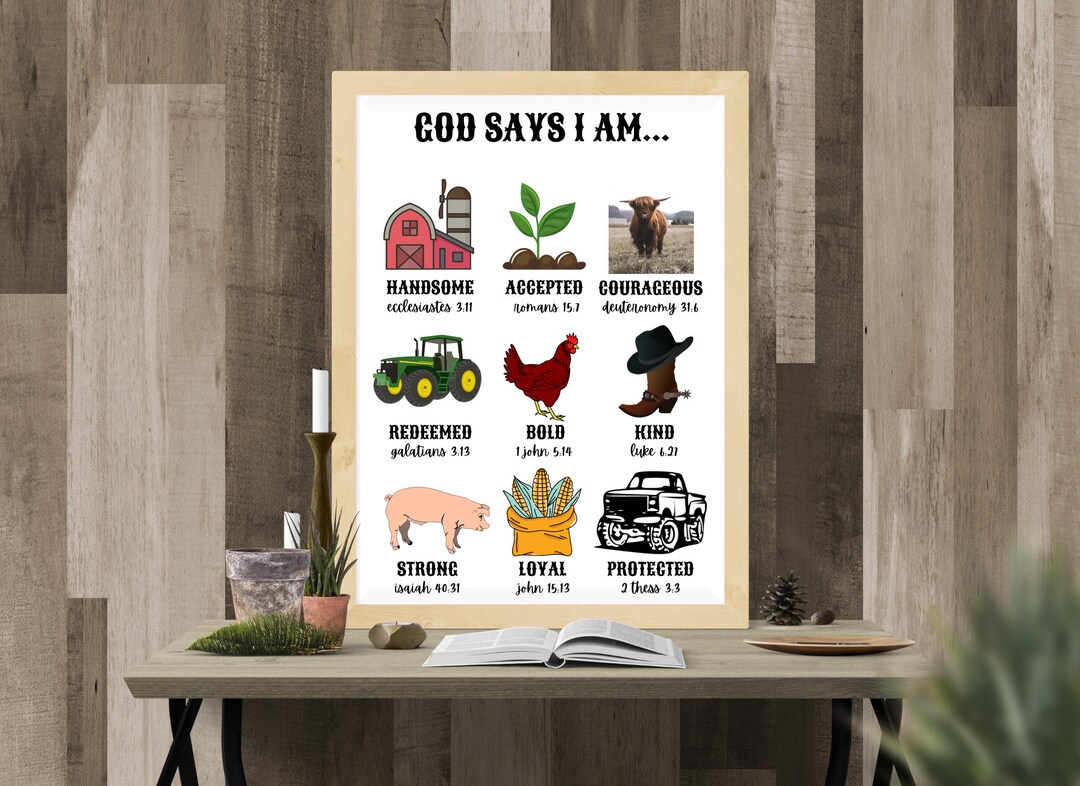 God Says I Am Positive Affirmation Farm Theme Sublimation Design PNG ...