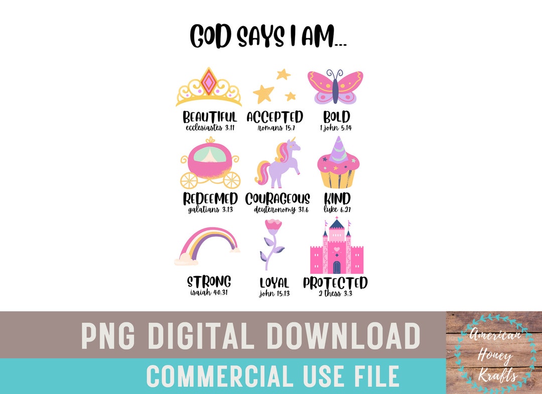 God Says I Am Positive Affirmation Girly Princess Sublimation Design ...