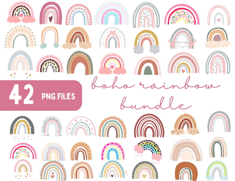 Boho Rainbow Bundle PNG Sublimation Boho Rainbow Baby Cute - Etsy