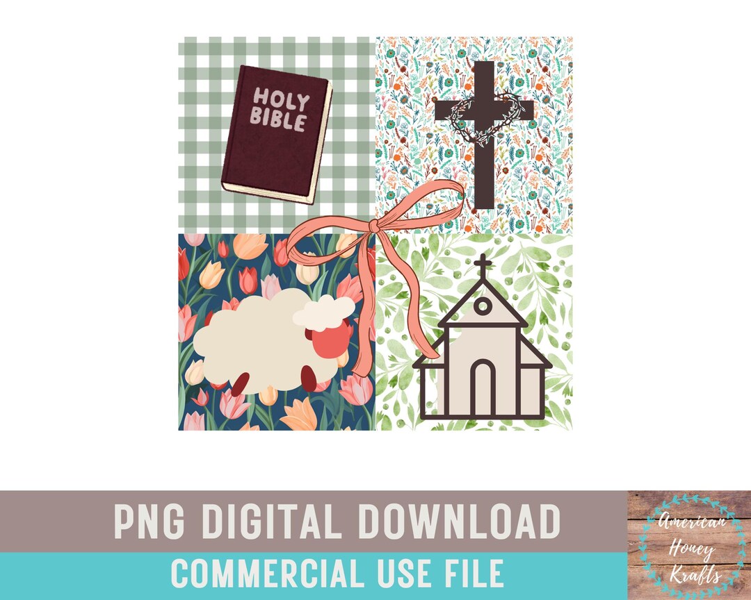 Easter Coquette Floral Boho Bible Cross Church Lamb PNG Trendy ...