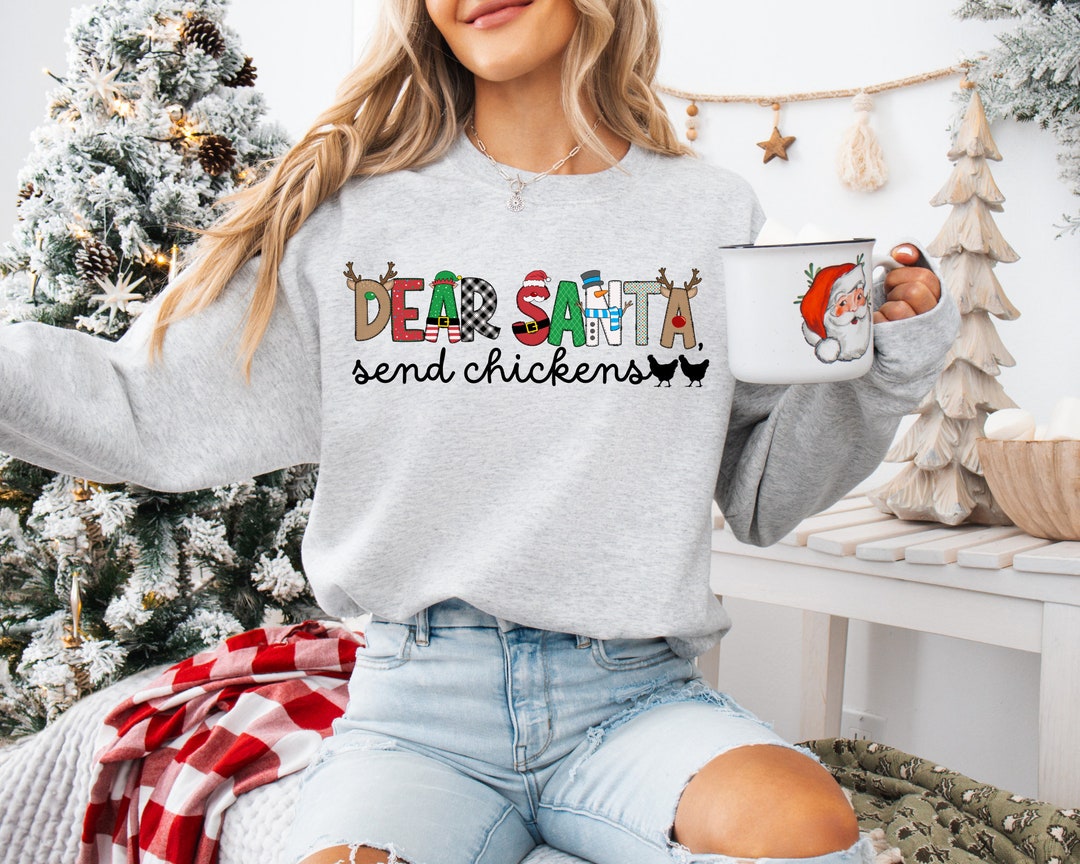 Dear Santa Send Chickens PNG Funny Christmas Chicken Cowboy Farm Kid ...