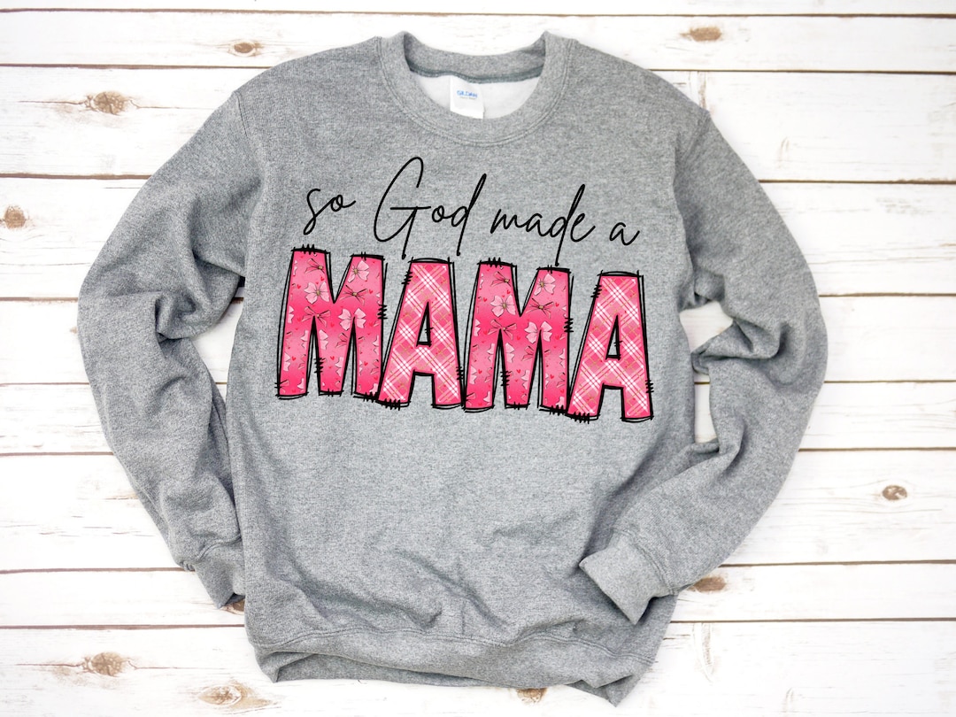 So God Made A Mama PNG Boho Mama Bows Hearts Sublimation Country Mama Pink Plaid Shirt Design ...