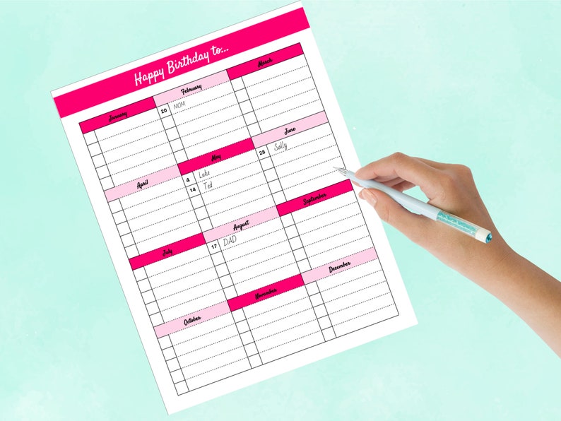 Birthday Tracker Printable, Birthday Planner Tracker, PDF Birthday ...