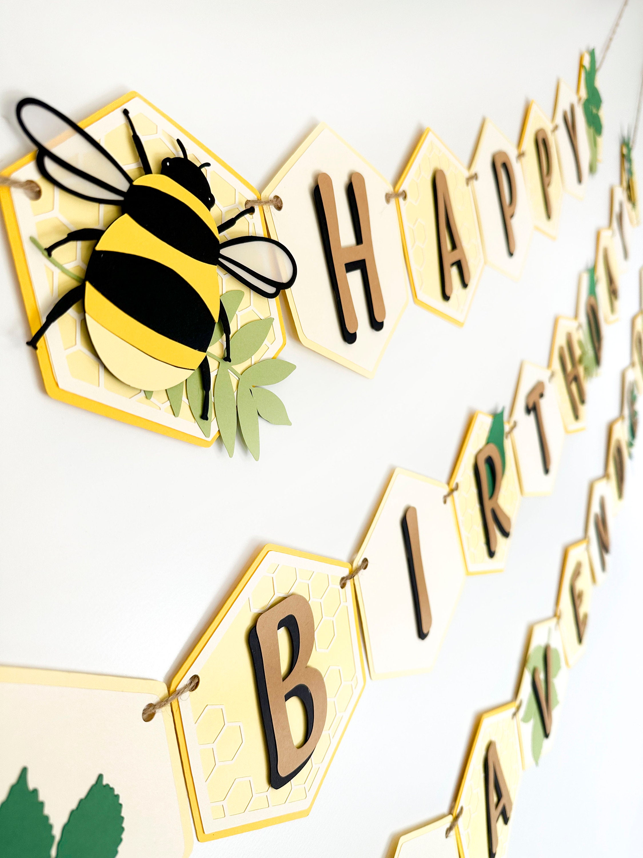 Bee Party Banner Honeycomb Banner Honeybee Bumblebee Events Birthday ...