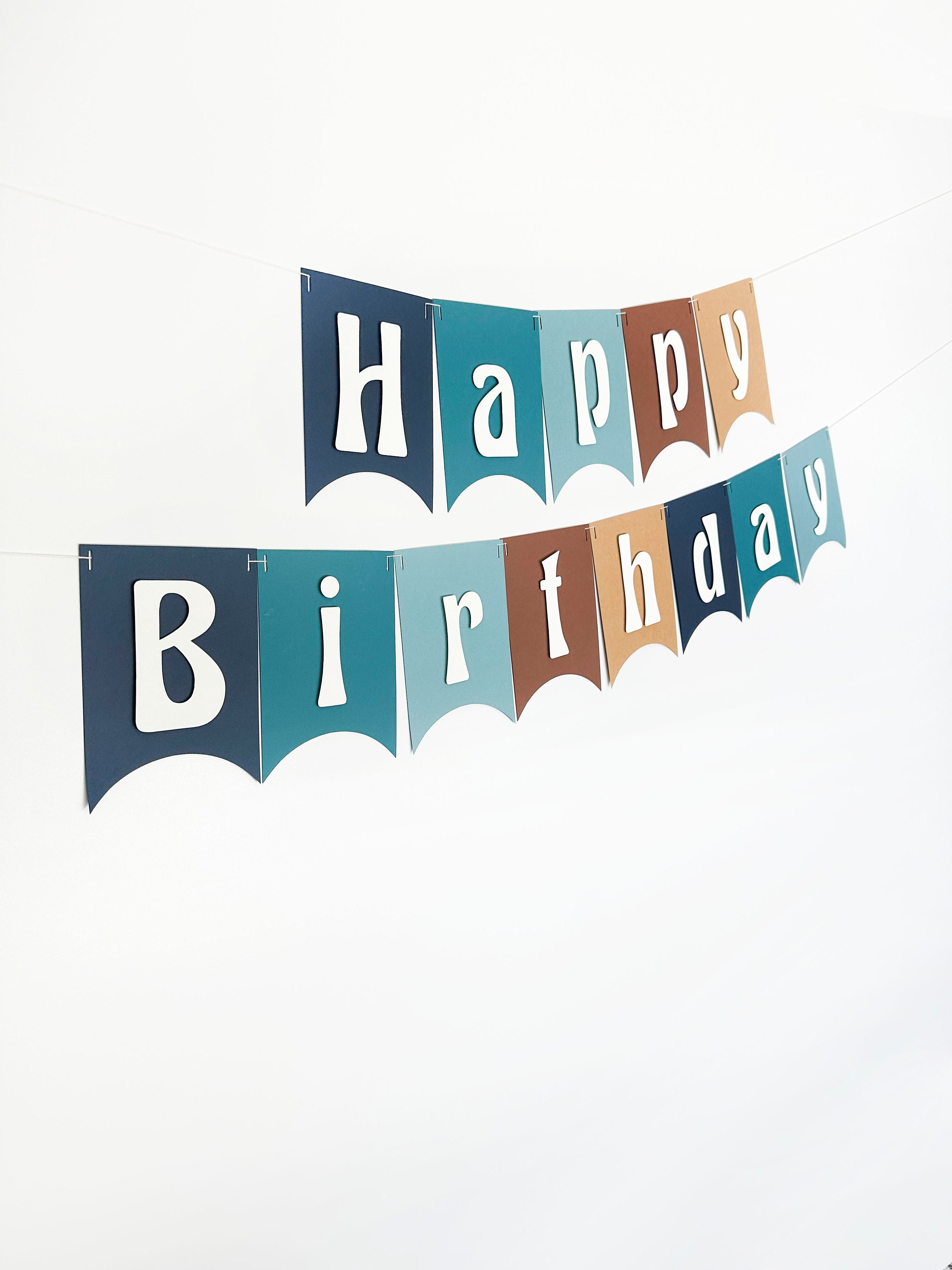 Boy Birthday Banner Blue Birthday Banner Brown Birthday - Etsy