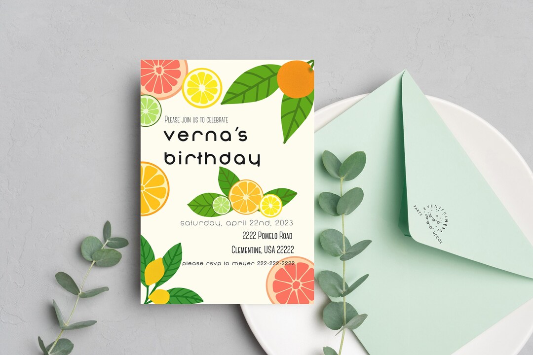 Citrus Party Invitation | Lemons | Party Invite | Lime | Digital Invite ...