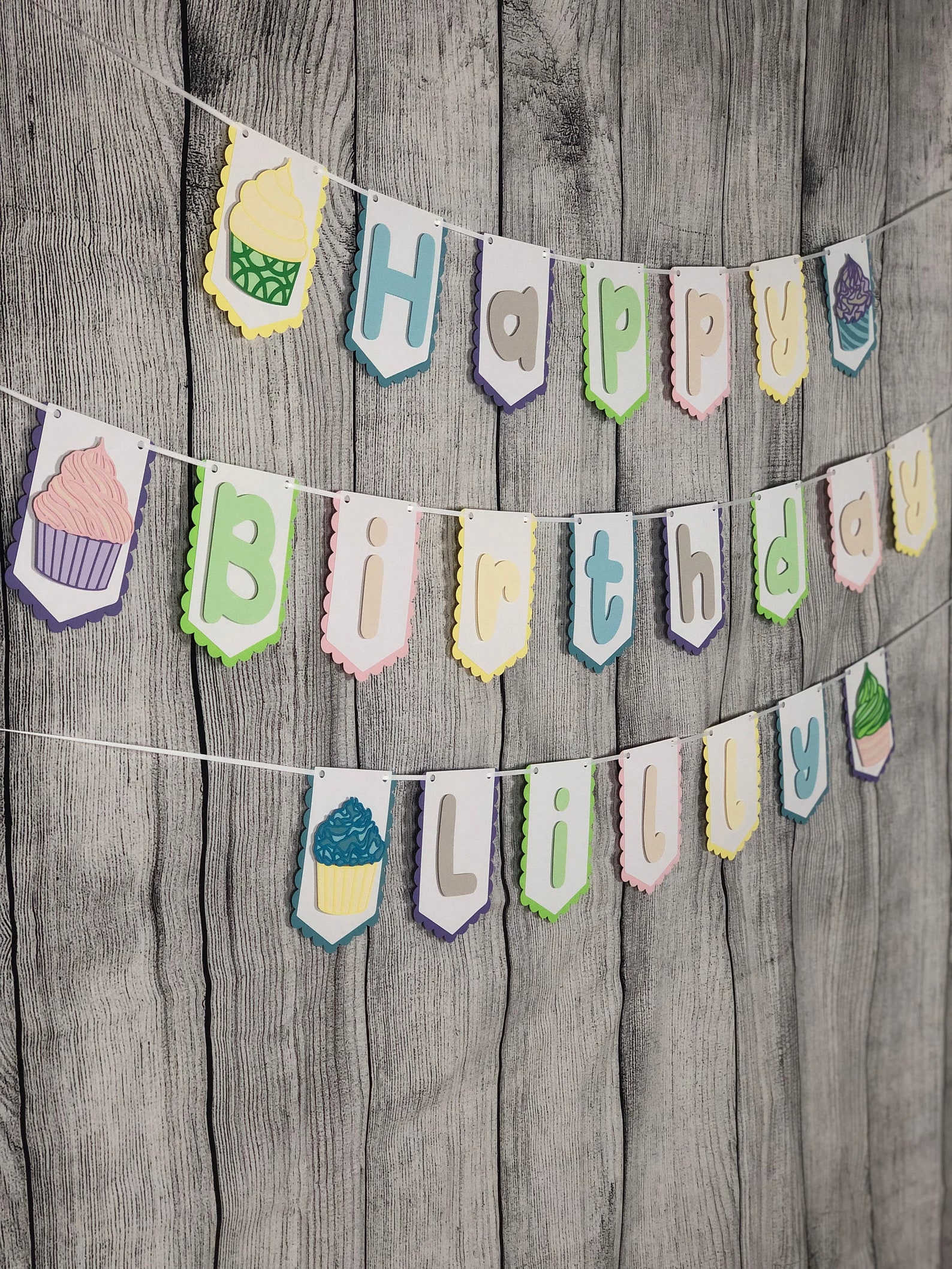 Cupcake Party Banner Light | Cupcakes | Birthday | Party | Baby Shower ...